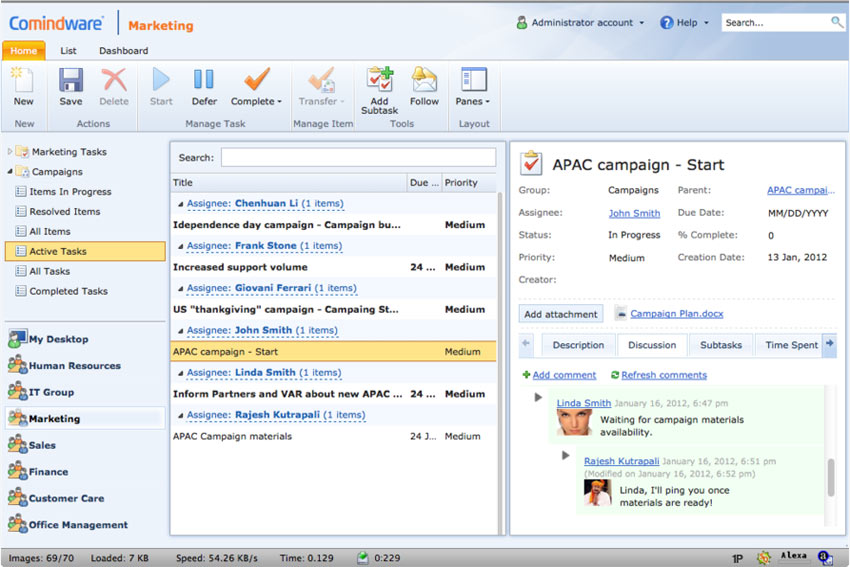 Comindware Tracker: Adaptive Business Process Management for Lean Startups